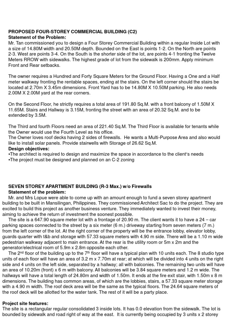 Proposed Four-Storey Commercial Building (C2) Statement of The Problem ...