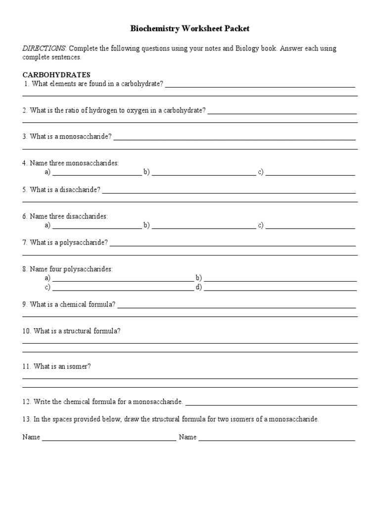 Biochemistry Study Guide | PDF | Fatty Acid | Carbohydrates