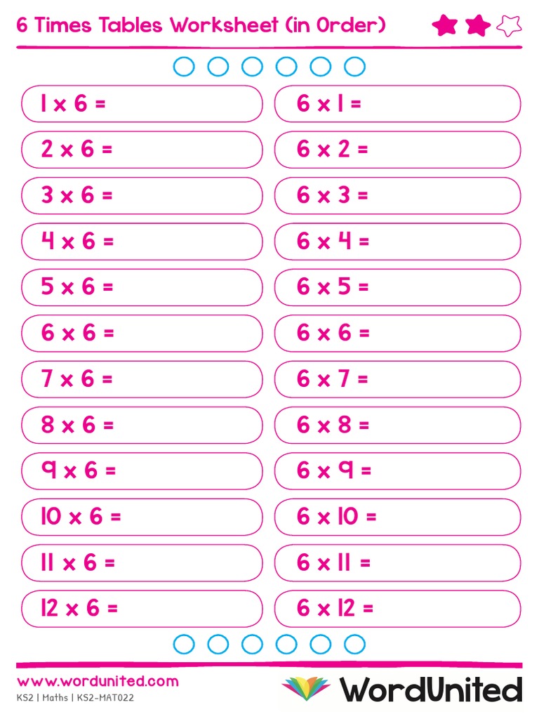 6 Times Table Practice Worksheet | PDF