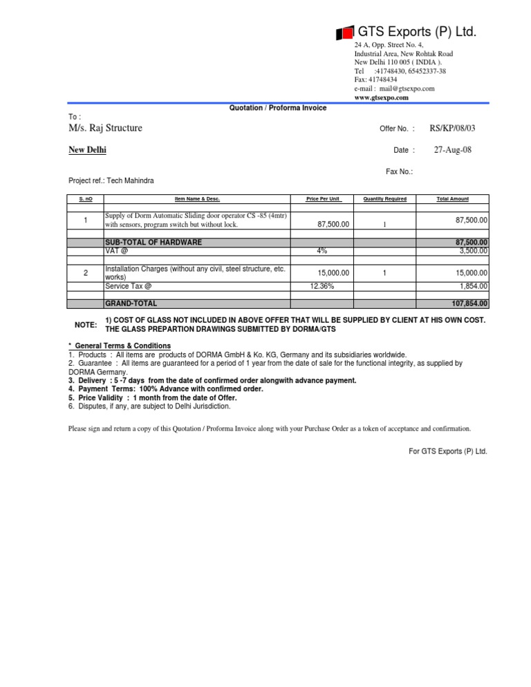 Automatic Door - Dorma | PDF | Invoice | Payments