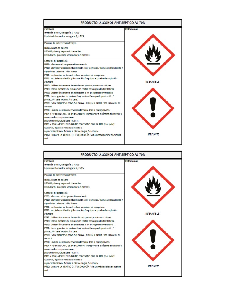 Etiqueta SGA Alcohol Sticker Peq. | PDF
