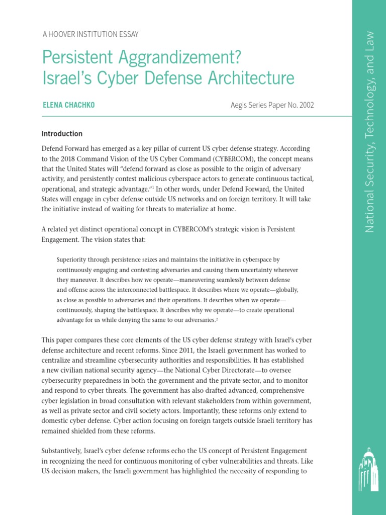 Persistent Aggrandizement? Israel's Cyber Defense Architecture | PDF ...