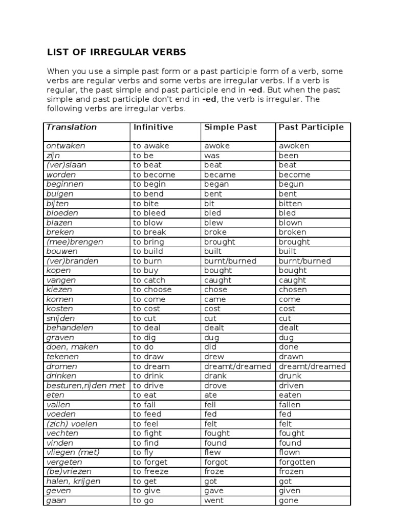 List of Irregular Verbs 1 | PDF | Grammatical Conjugation | Semantics