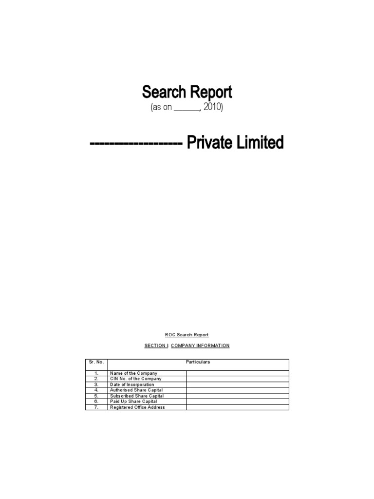 Search Report: - Private Limited | PDF | Corporations | Companies