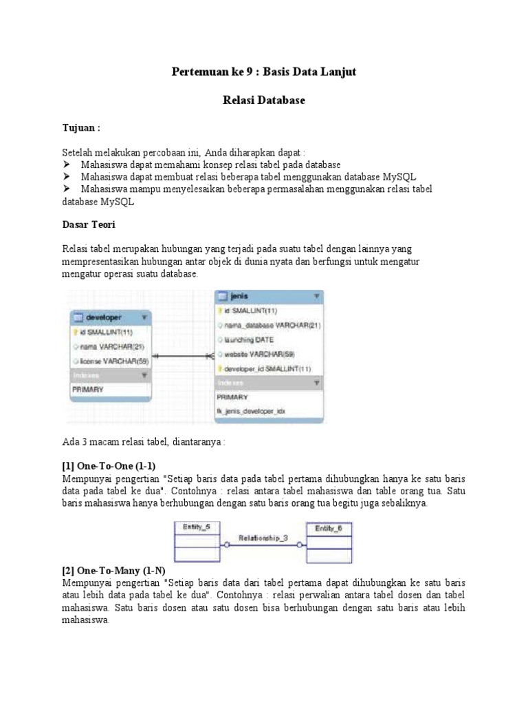 9 - Basis Data Lanjut - Relasi Database | PDF