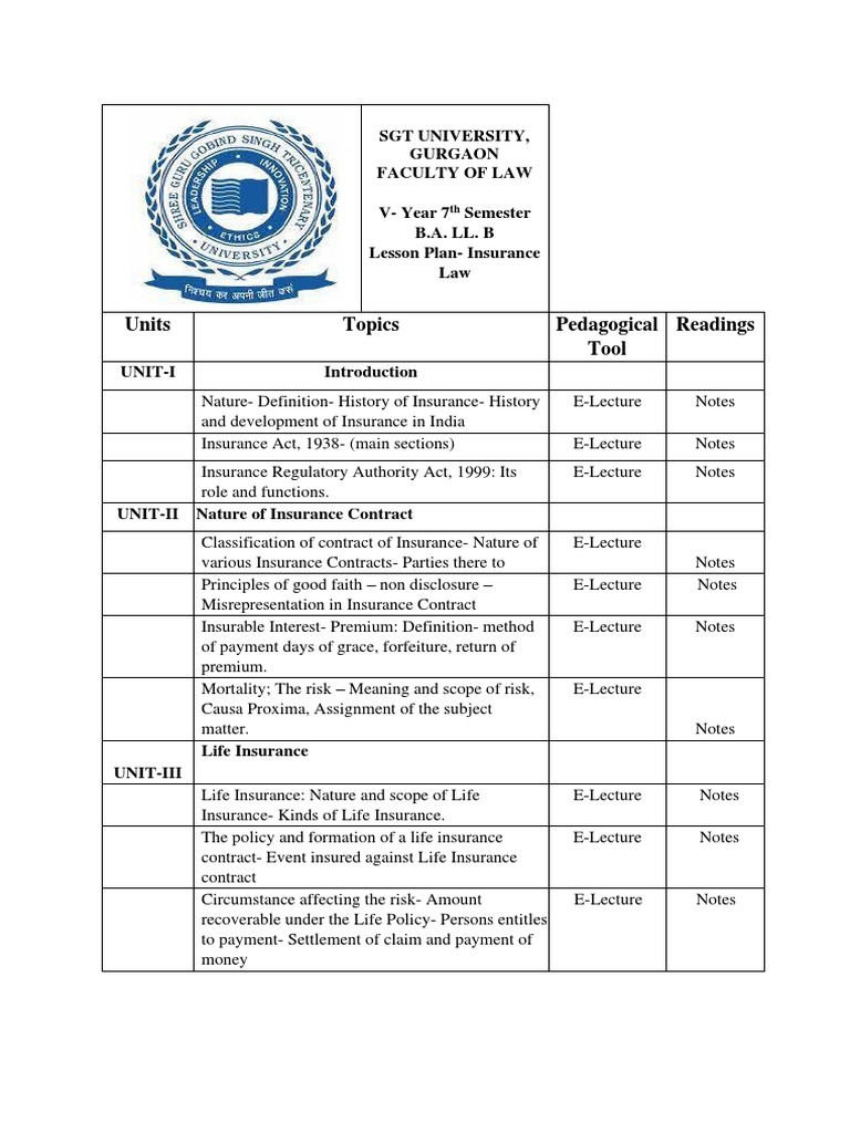 Lesson Plan Insu PDF | PDF | Insurance | Life Insurance
