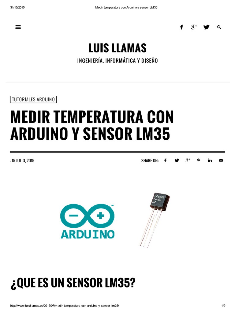 Medir Temperatura Con Arduino y Sensor LM35 PDF | PDF