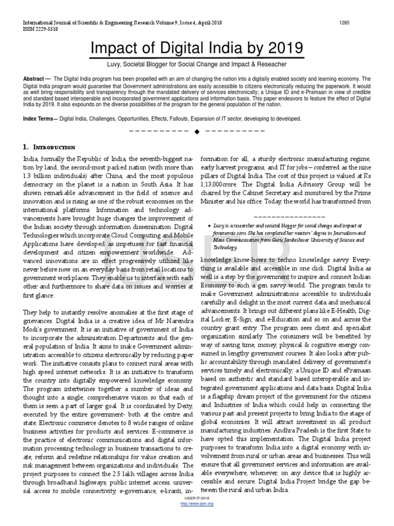 Ijser: Impact of Digital India by 2019 | PDF | Internet Access | Internet