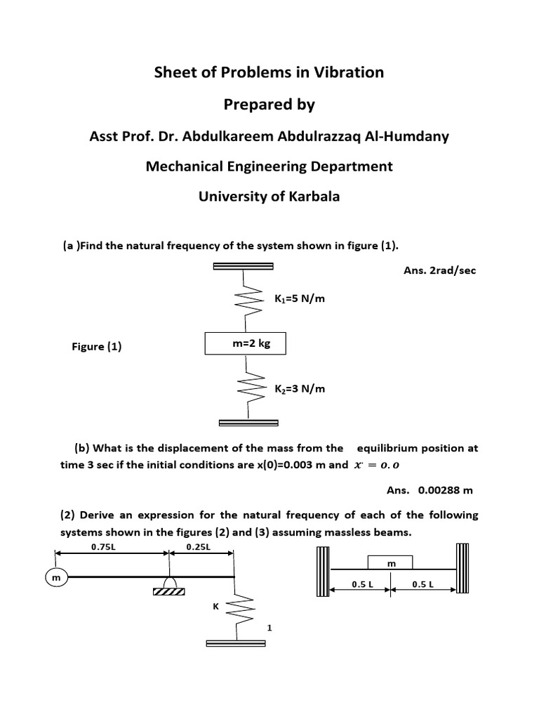 Vibration Problems and Solutions Guide | PDF | Classical Mechanics ...