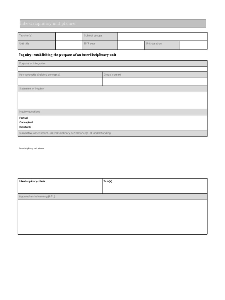 ID MYP Unit Planning Template | PDF