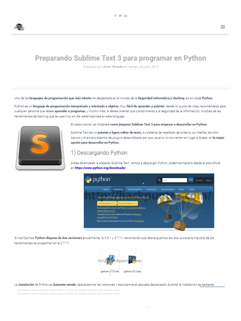 Preparando Sublime Text 3 para Programar en Python - Hackpuntes | PDF ...