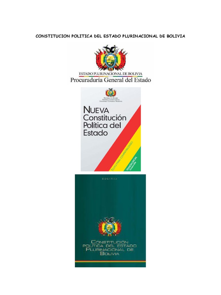 Constitucion Politica Del Estado Plurinacional de Bolivia | PDF