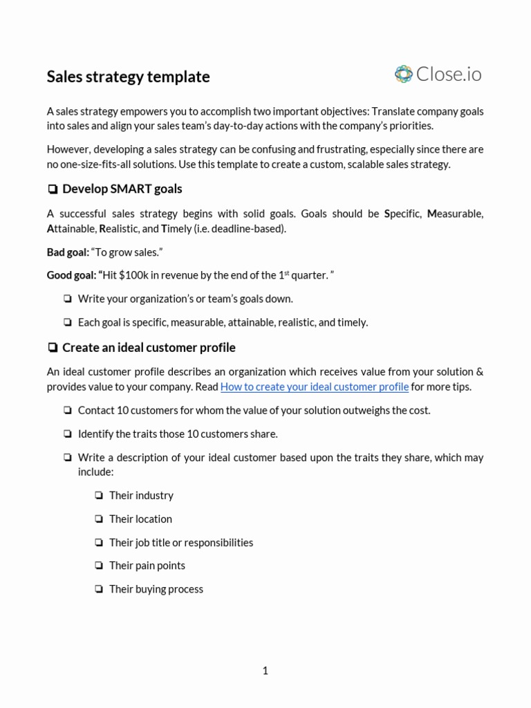 Sales Strategy Template Guide | PDF | Sales | Customer Relationship ...