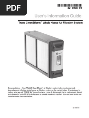 User S Information Guide Trane Cleaneffects Whole House Air Filtration System PDF Filtration Battery Charger