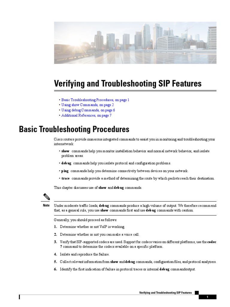 Verifying And Troubleshooting Sip Features Download Free Pdf