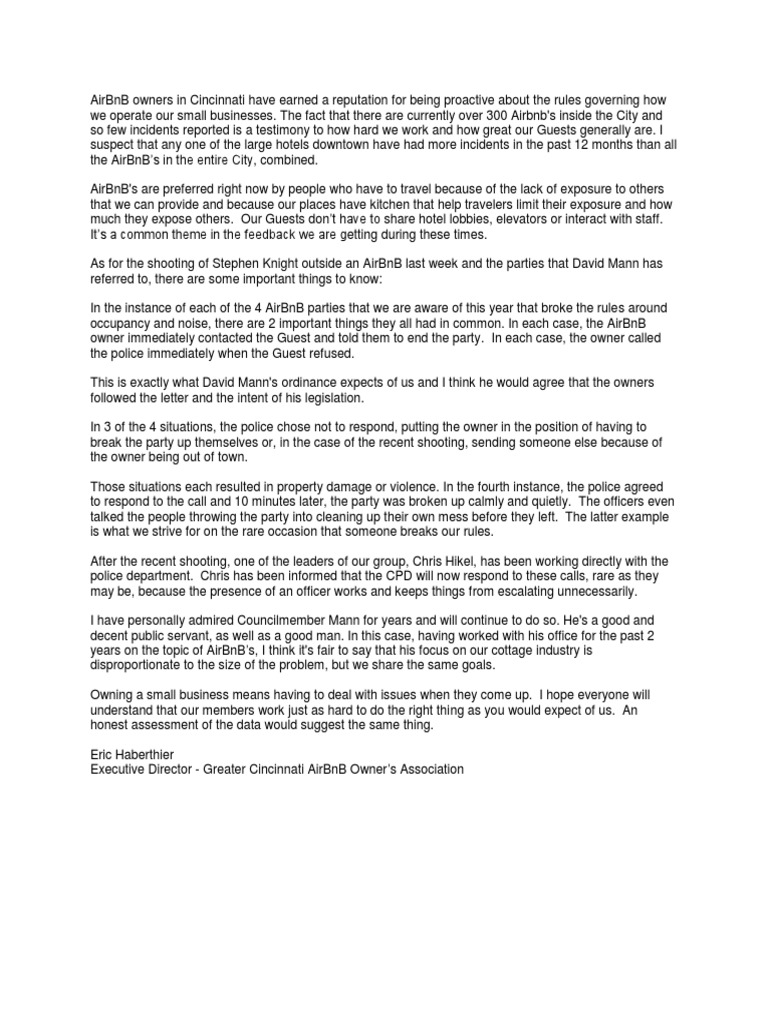 AirBnB Owners Statement | PDF | Airbnb | Violence