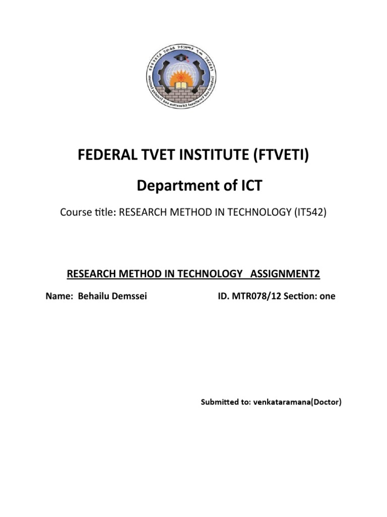 Federal Tvet Institute (Ftveti) Department of ICT: Course Title ...
