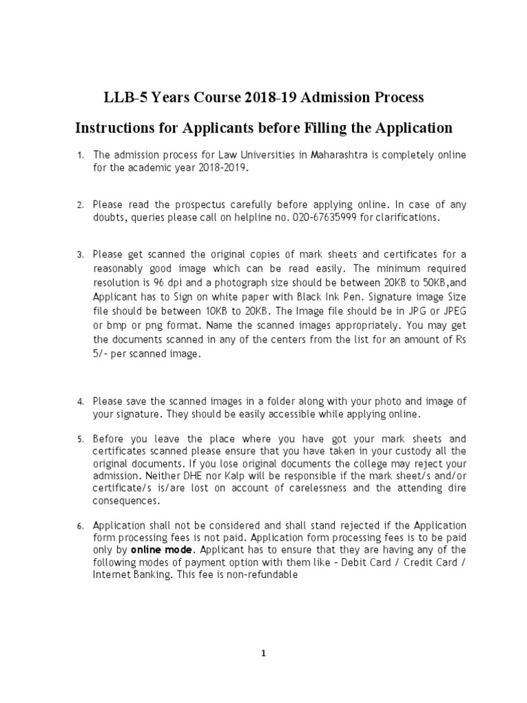 LLB 5-Year Admission Process 2018-19 | PDF | Login | Password