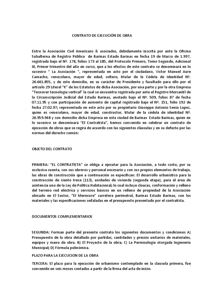 Contrato de Obra | PDF | Presupuesto | Gobierno