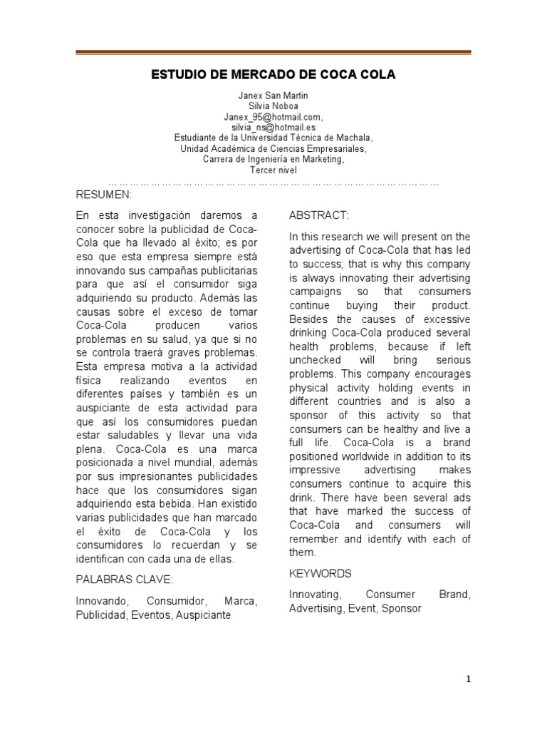 Paper de Coca Cola | PDF | Coca Cola | Refresco