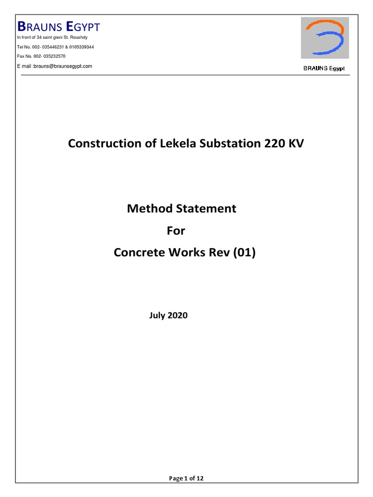 Method Statement For Concrete Works (Rev.01) | PDF | Concrete ...