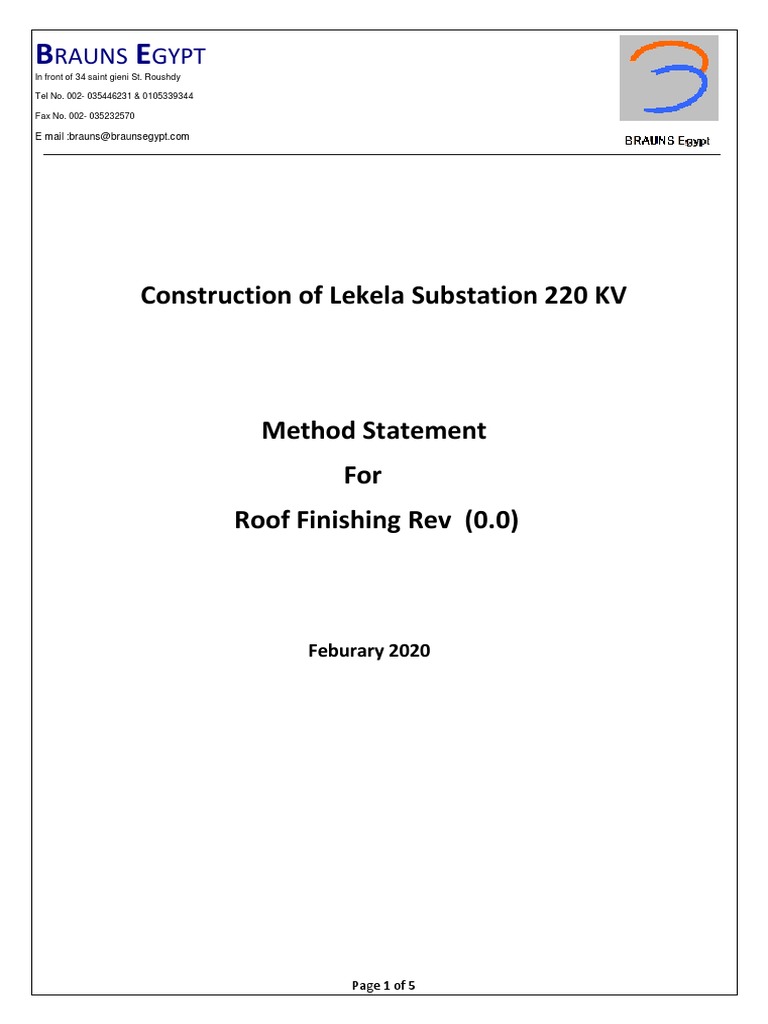Roof Finishing Method Statement | PDF | Tile | Concrete