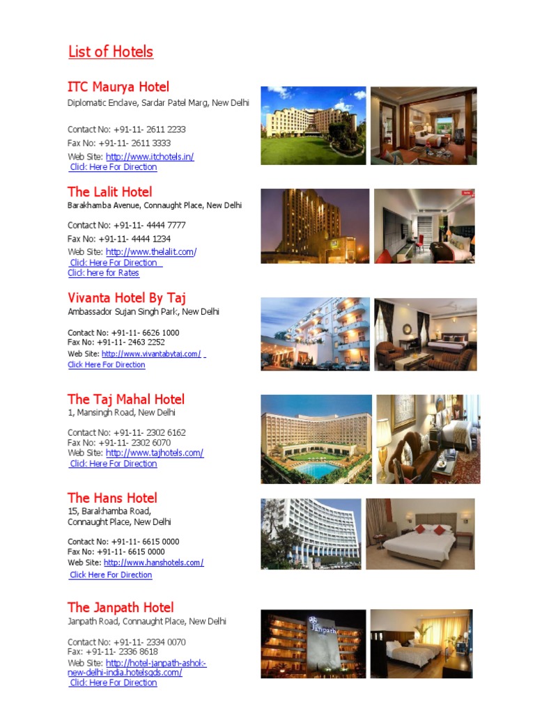 List of Hotels: ITC Maurya Hotel | PDF | Leisure