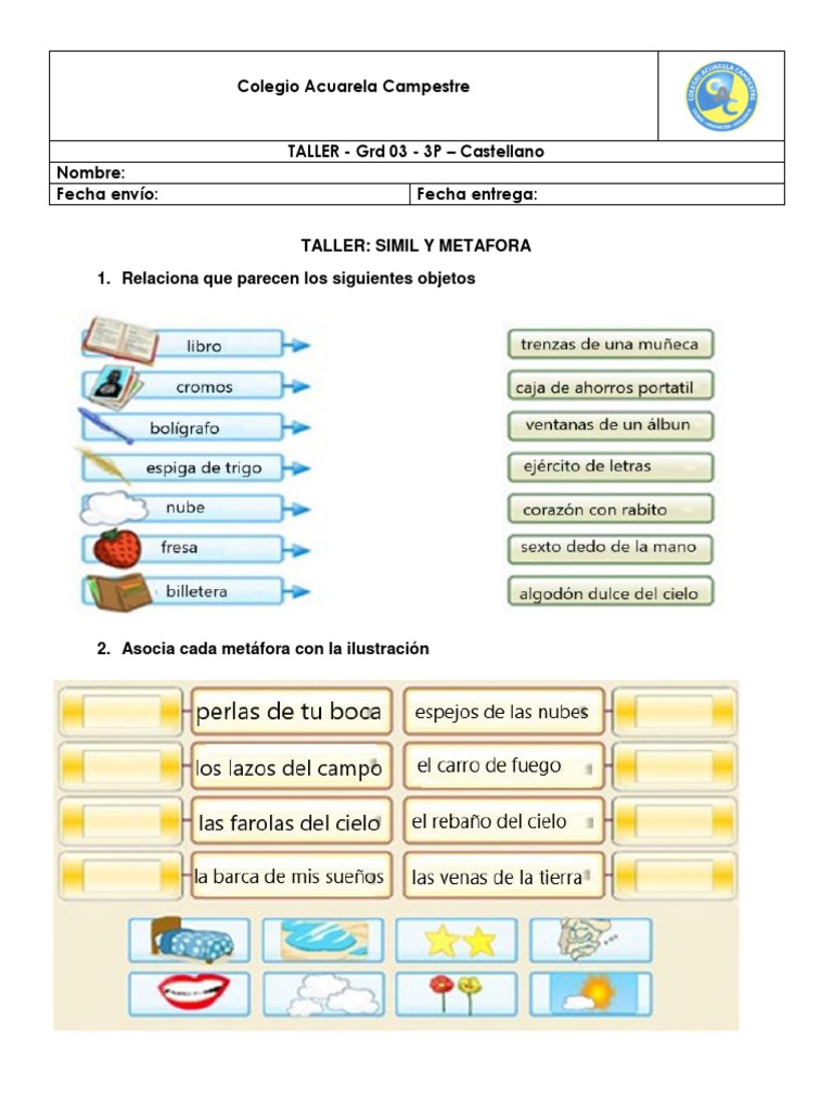 Taller Simil y Metafora | PDF | Ciencias sociales | Poesía