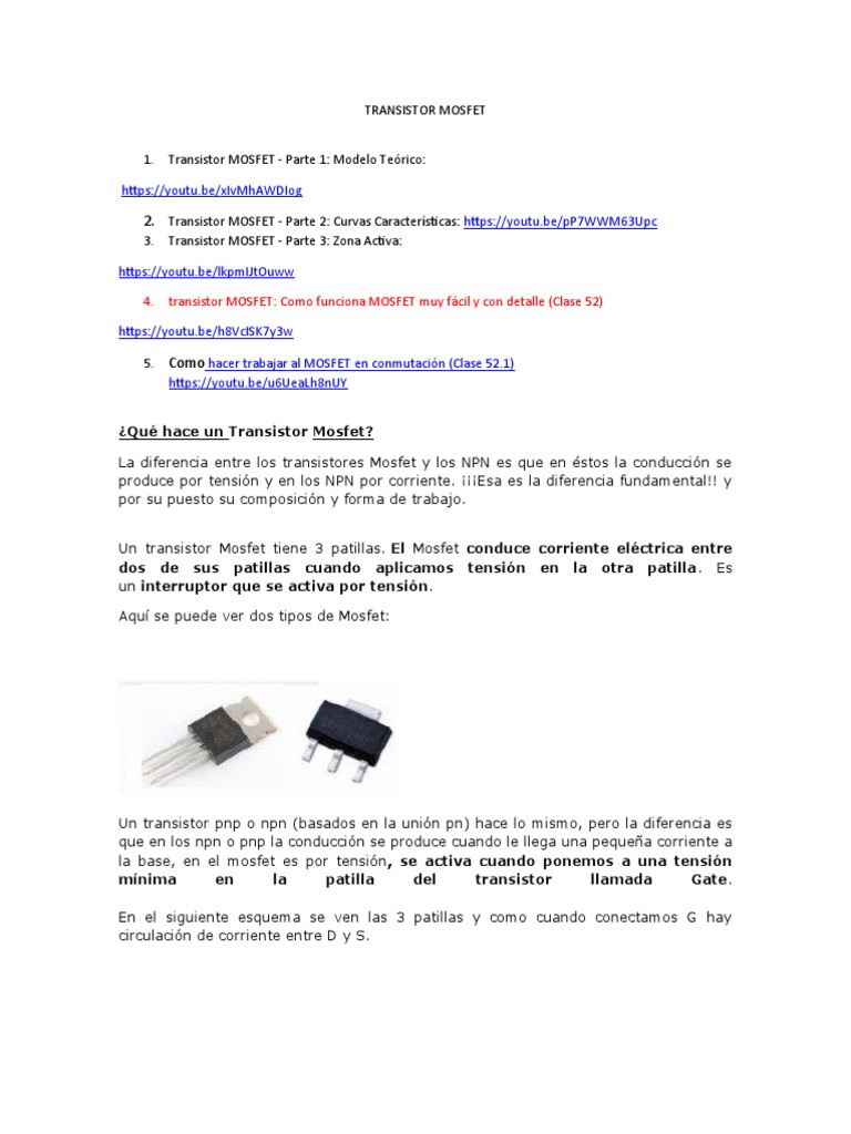 Transistor Mosfet | PDF | Mosfet | Transistor