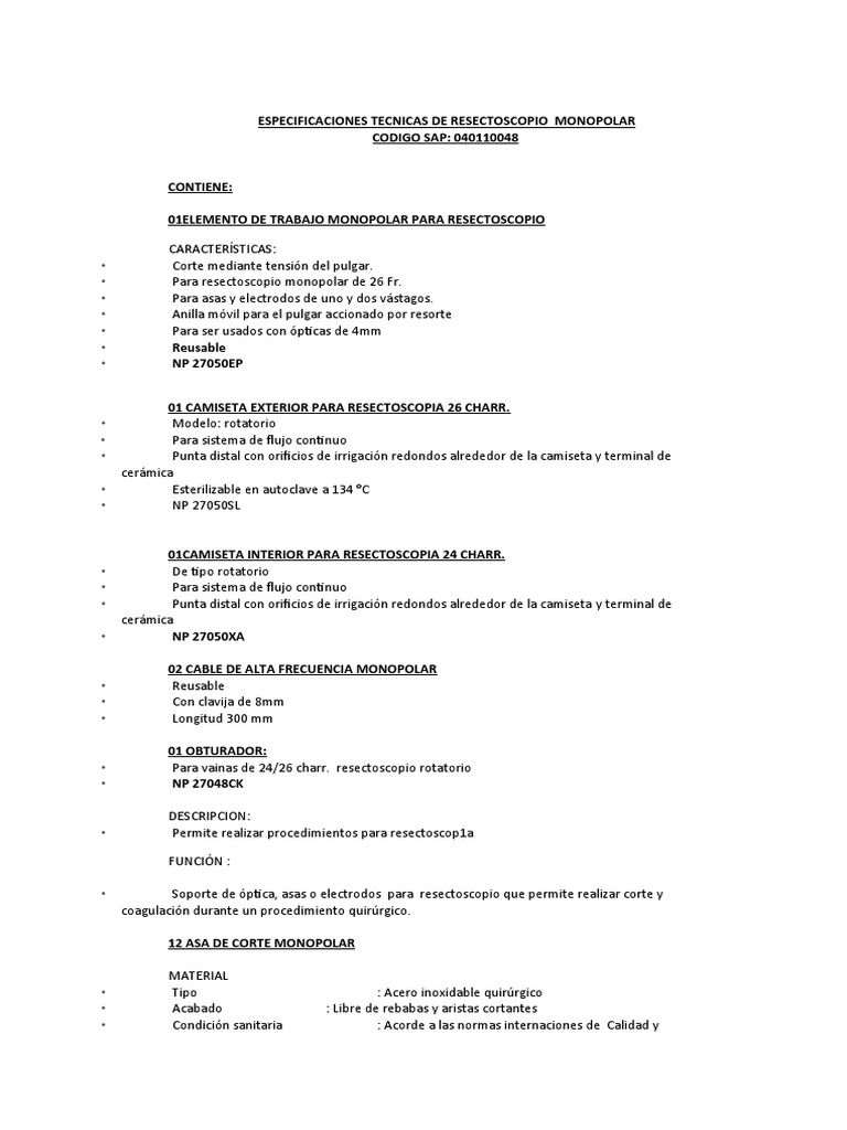 Eett Resectoscopio Monopolar 01 Rebagliati | PDF | Esterilización ...