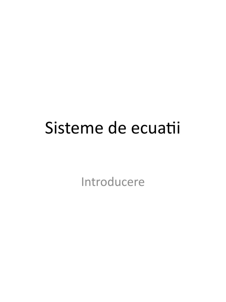 Sisteme de Ecuatii - Introducere | PDF