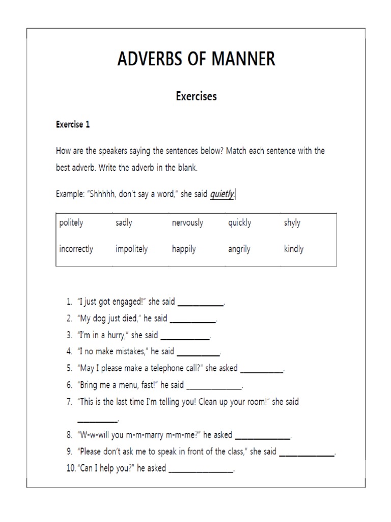 Adverbs of Manner | PDF