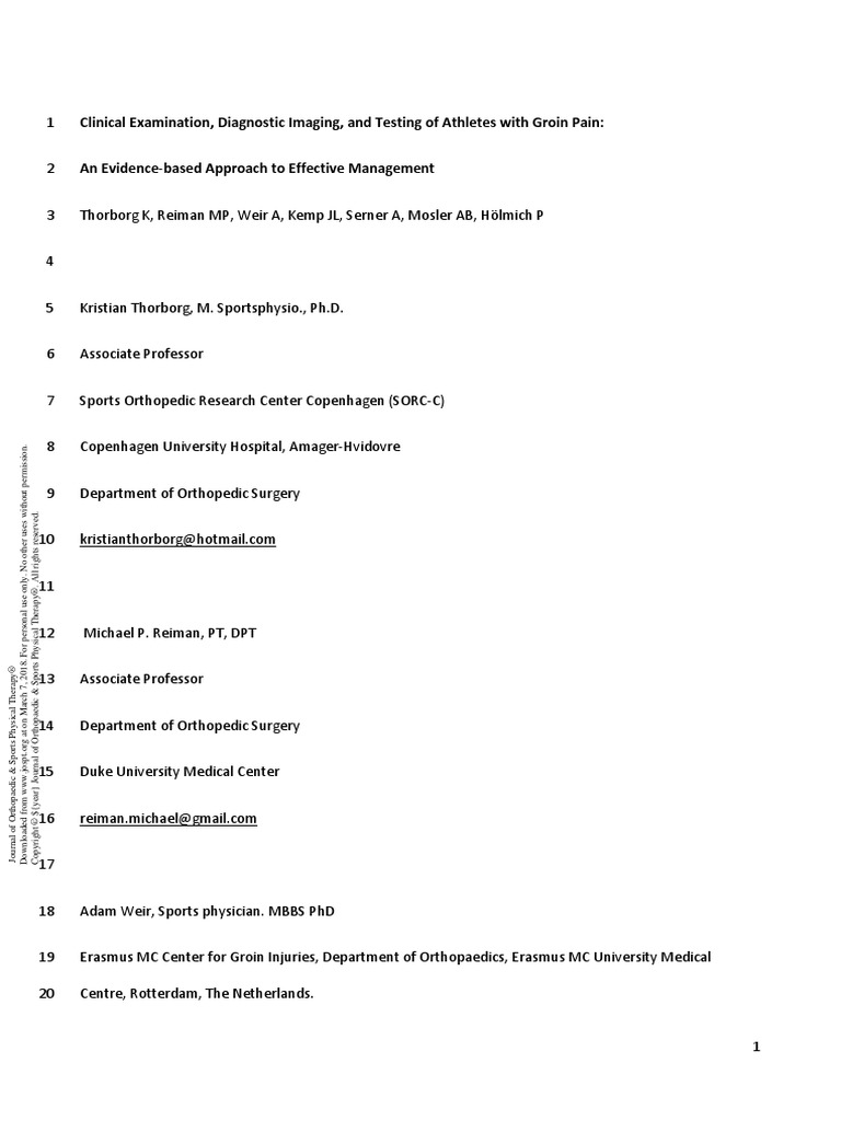 Groin Pain Guide | PDF | Medical Imaging | Physical Therapy