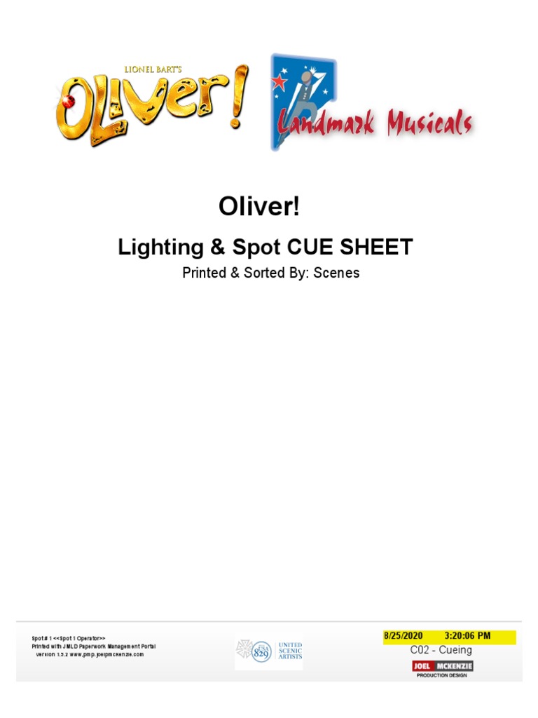 Lighting & Spot (1&2) Cues Sheet - Oliver! - D02 - Archive PDF | PDF ...