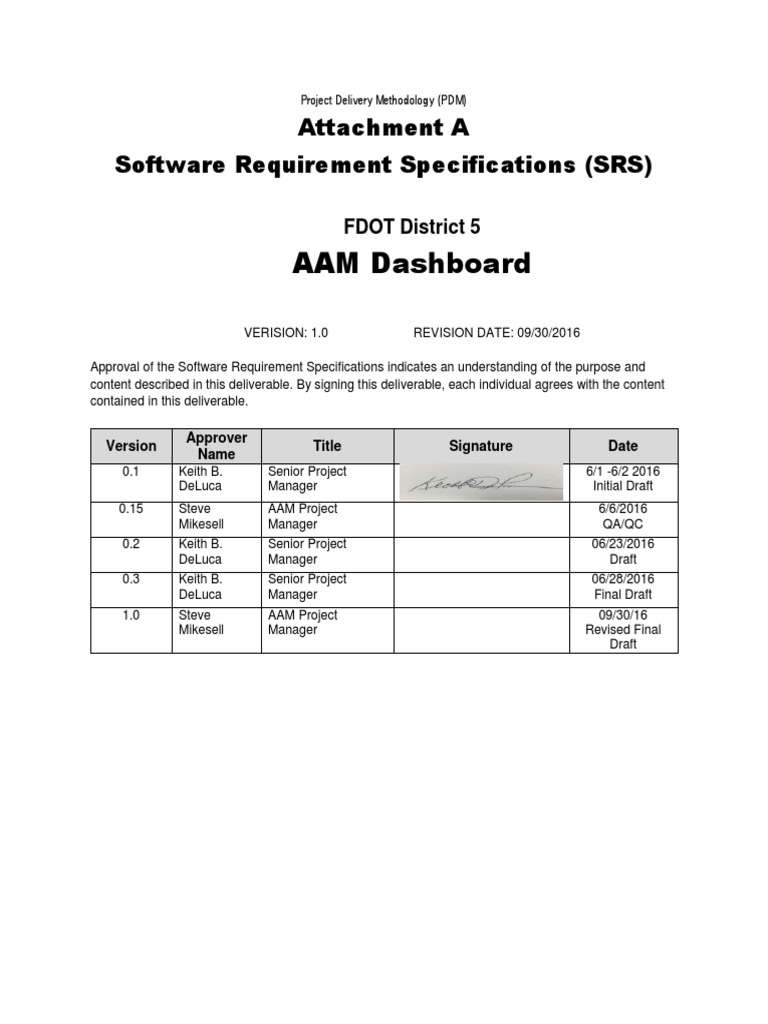 FDOT D5 AAM Dashboards Description and Requirements and Mockups | PDF ...