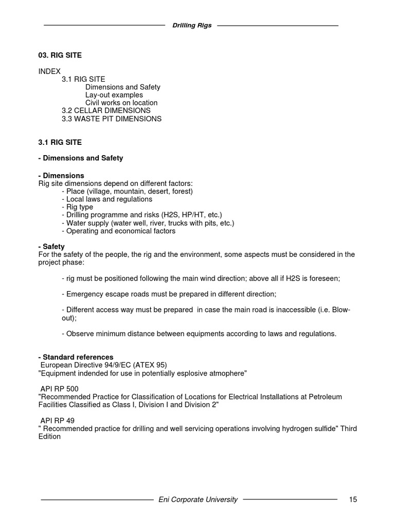 ENI Drilling Rigs Practices | PDF | Drilling Rig | Oil Well