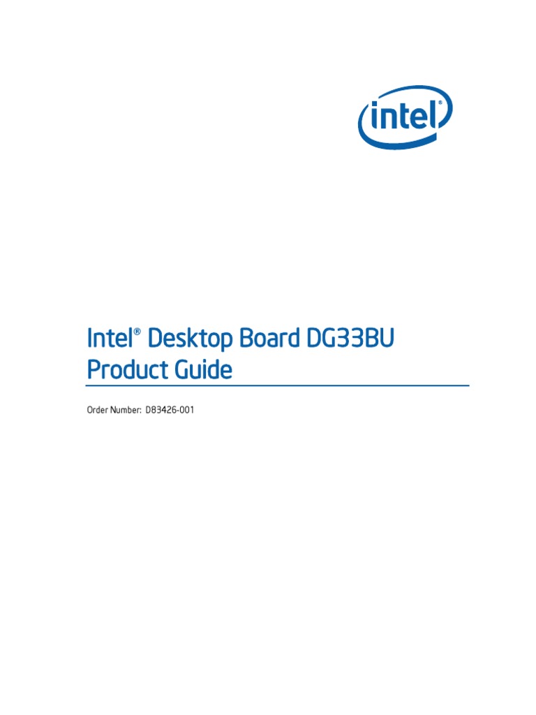 Intel® Desktop Board DG33BU Product Guide: Order Number: D83426-001 | PDF | Usb | Bios
