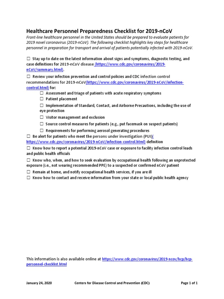 HCP Preparedness Checklist | PDF