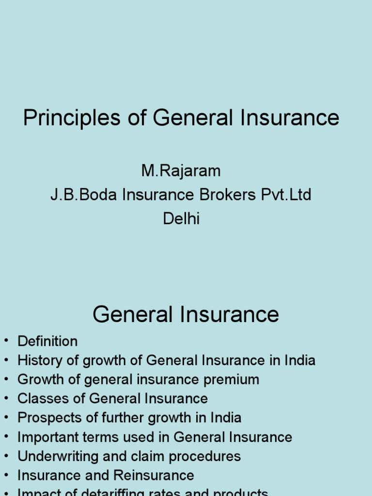 Principles of General Insurance Overview | PDF | Insurance | Liability ...