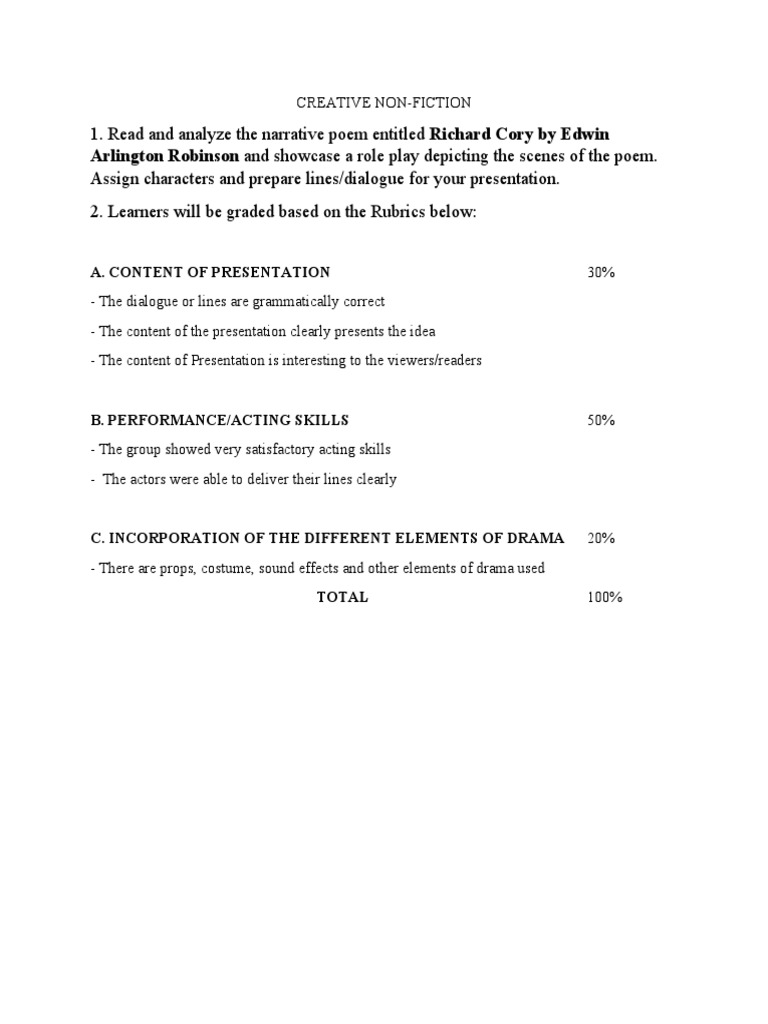 Creative Non-Fiction Rubrics | PDF