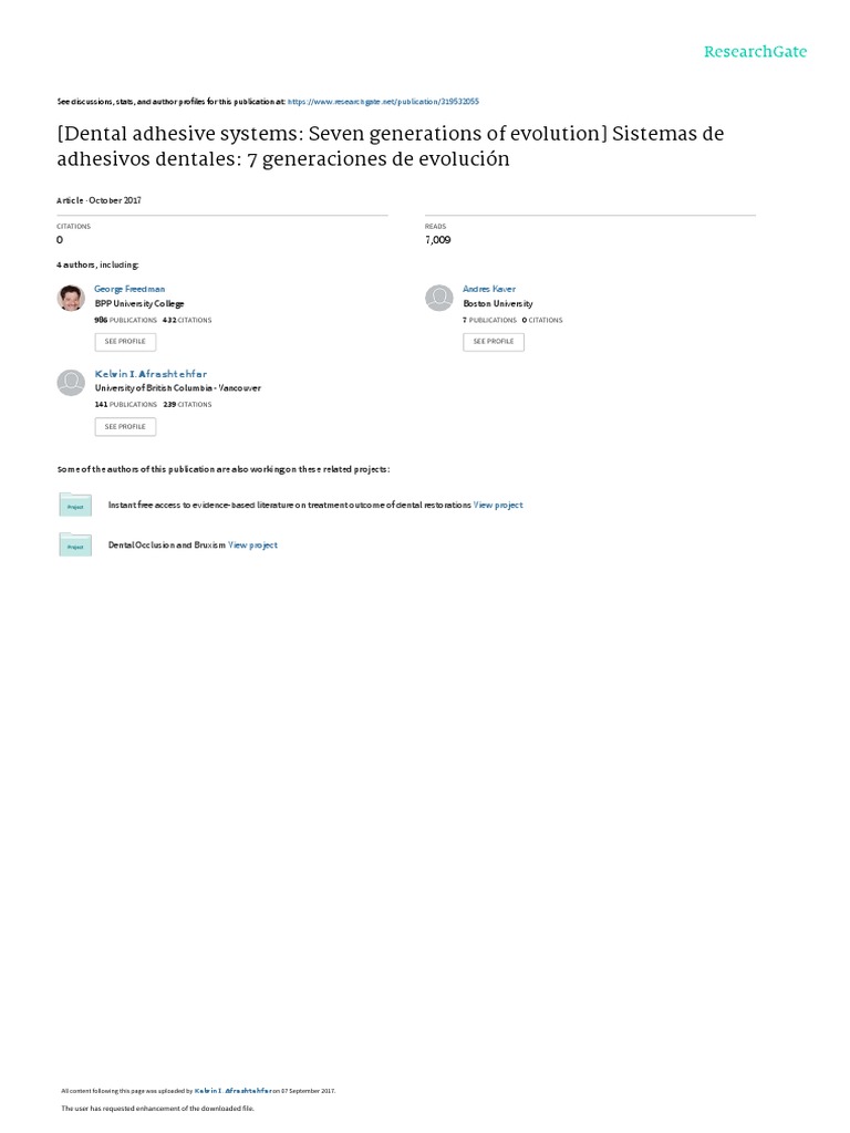 (Dental Adhesive Systems: Seven Generations of Evolution) Sistemas de ...