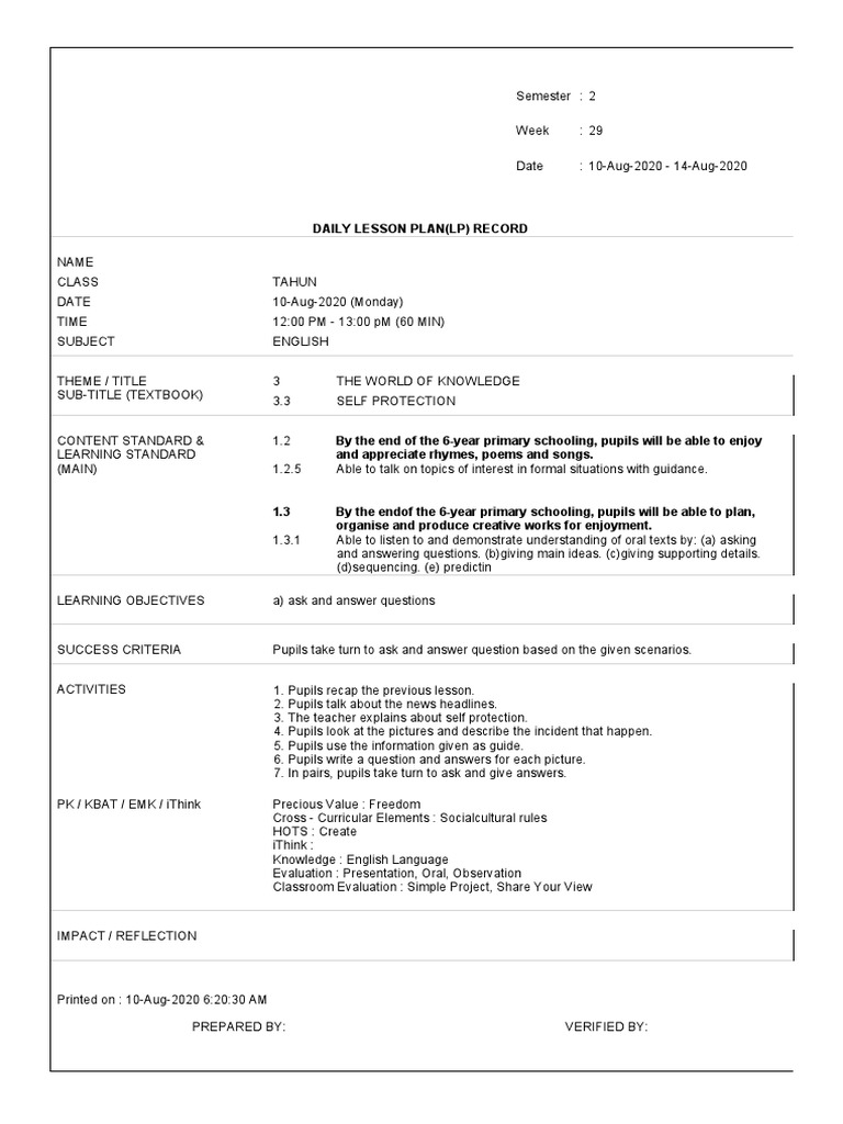 Lesson Plan | PDF | Lesson Plan | Question