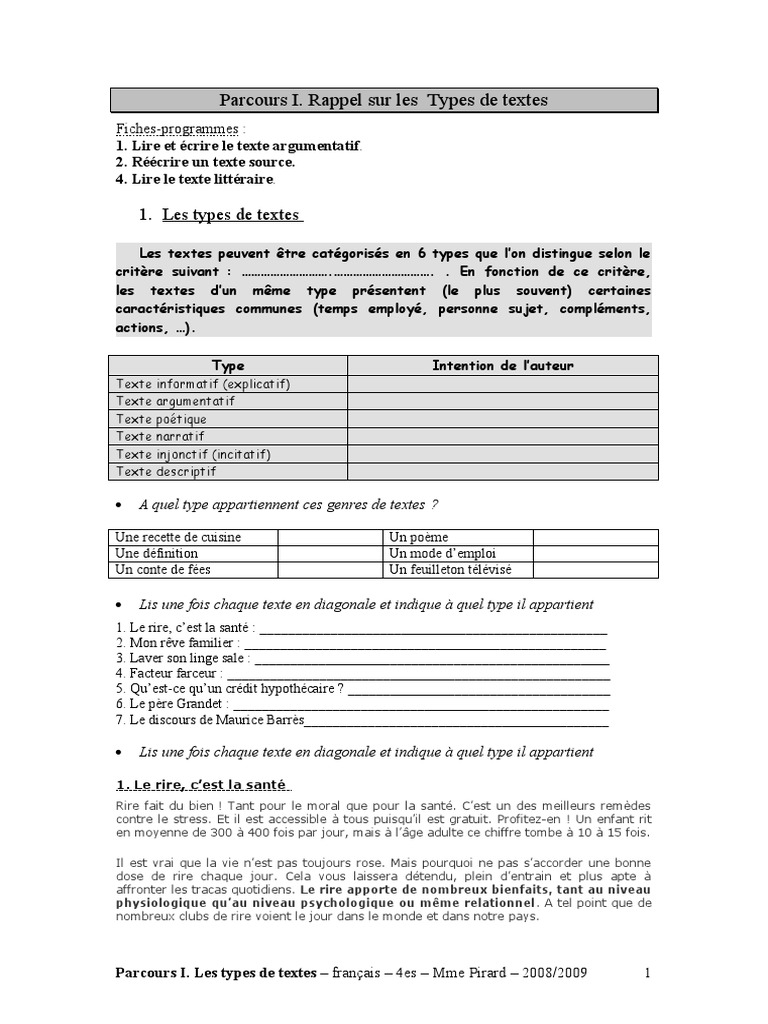 26 06 08PARCOURS 1. Types de Textes | PDF | Hypothèque | Crédit