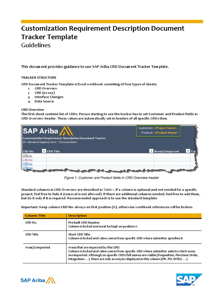 CRD Document Tracker Template-Guidelines PDF | PDF | Specification (Technical Standard) | Computing