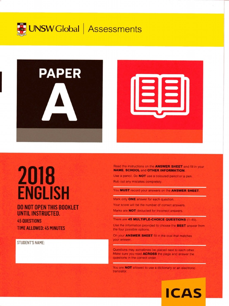 English ICAS 2018b Paper A | PDF
