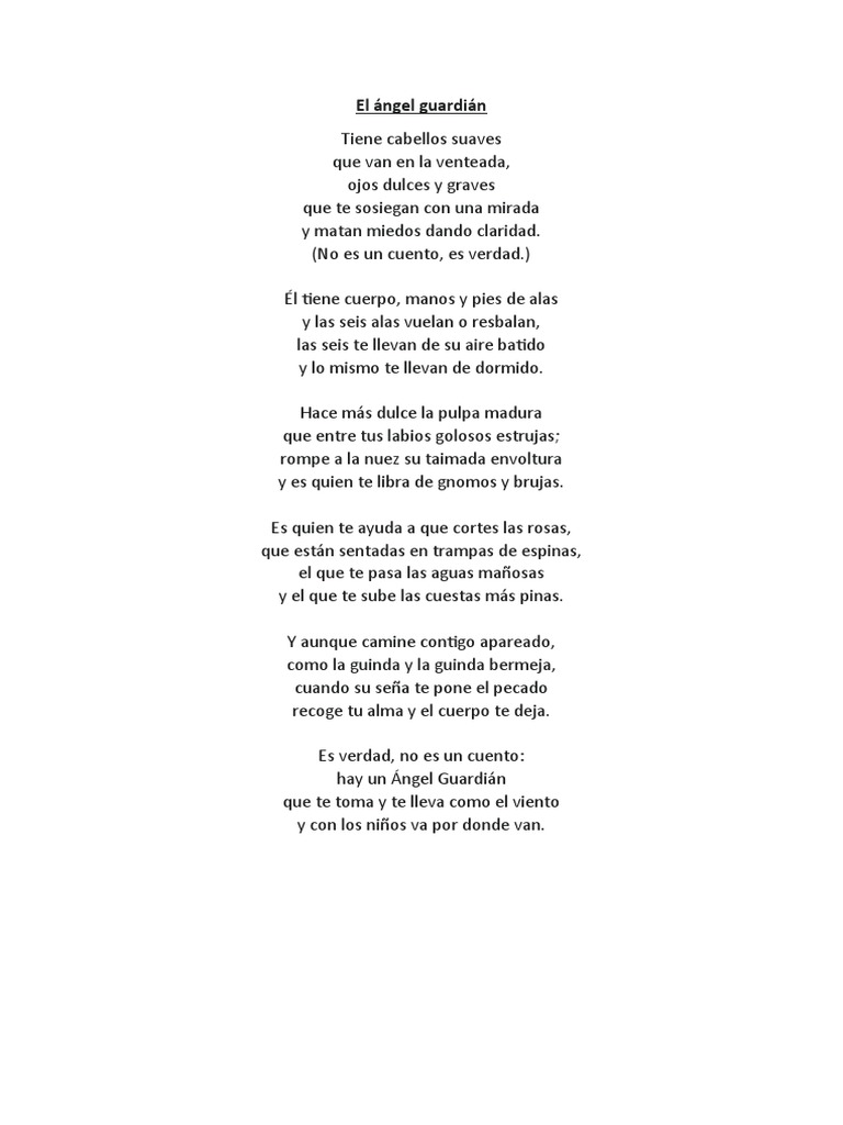 El Ángel Guardián - Poema | PDF