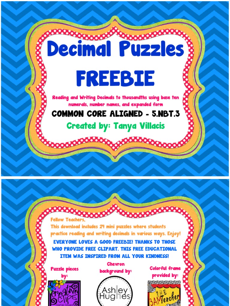 Decimal Puzzles for Classroom Practice | PDF | Division (Mathematics ...