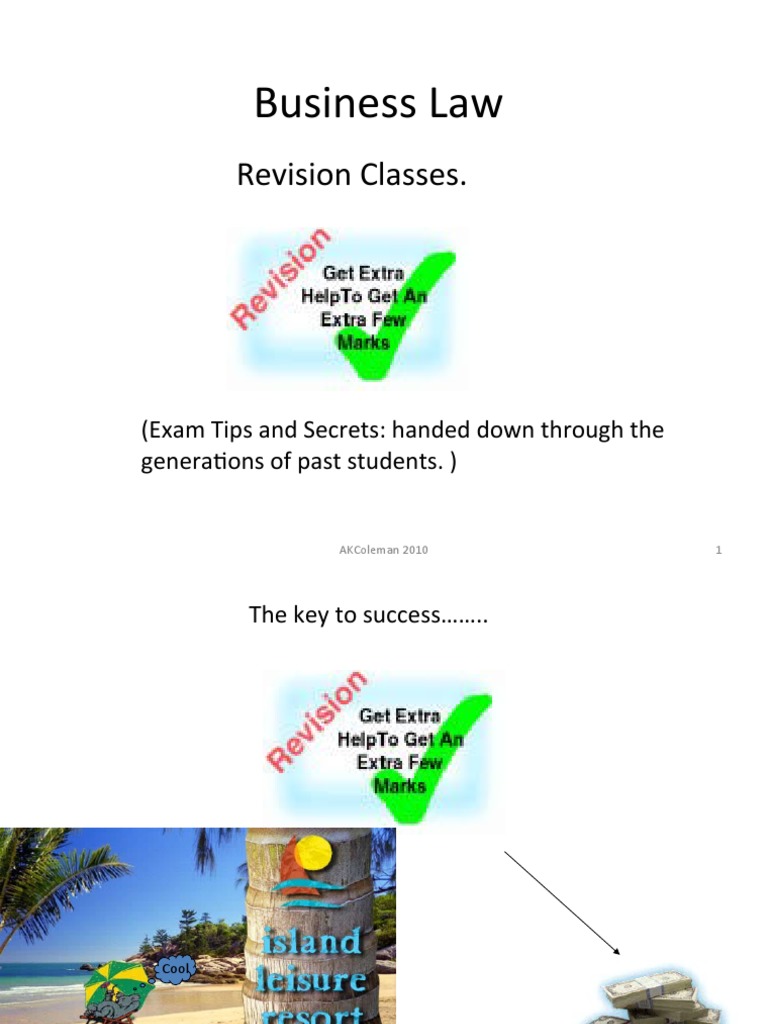 Business Law Exam Tips & Strategies | PDF | Breach Of Contract | Law Of ...
