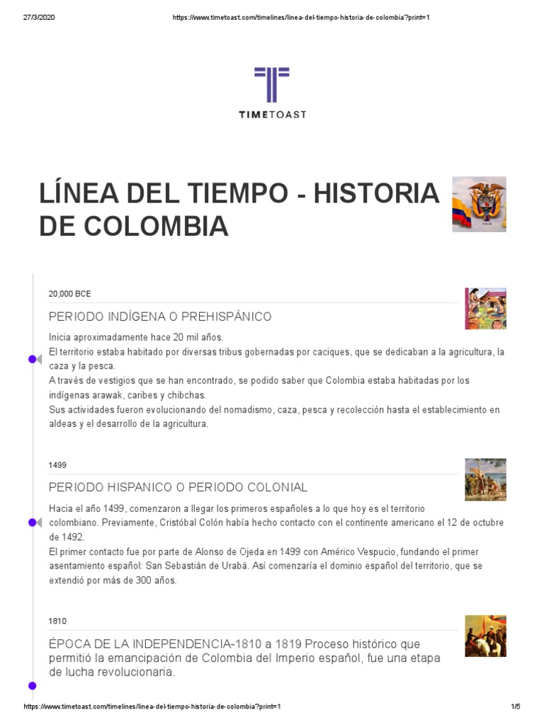 Linea Del Tiempo Historia de Colombia PDF | PDF | Colombia | Política ...