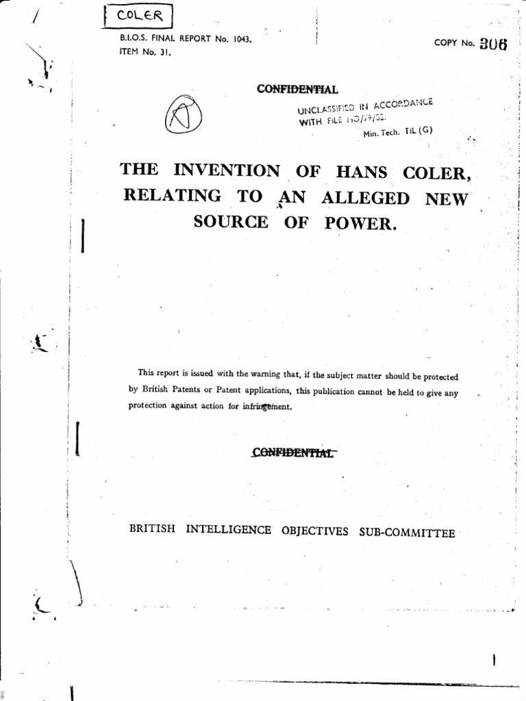 THB Invbi (Tion of Hans Colbr, Rblating To An Source of Power | PDF ...